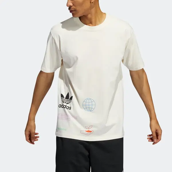 Adidas Made With Nature Multi Logo Tee 'ivory White