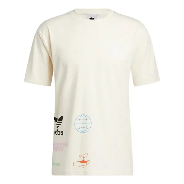 Adidas Made With Nature Multi Logo Tee 'ivory White - Default Color