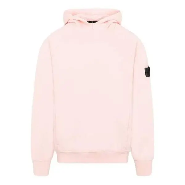 Stone Island Cotton Fleece Popover Hoodie - Pink