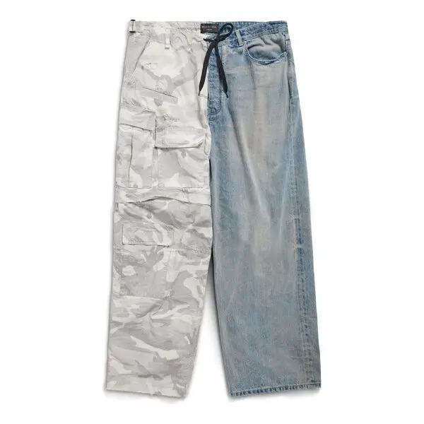 Balenciaga Grayscale Camo Hybrid Baggy Pants - Light Blue