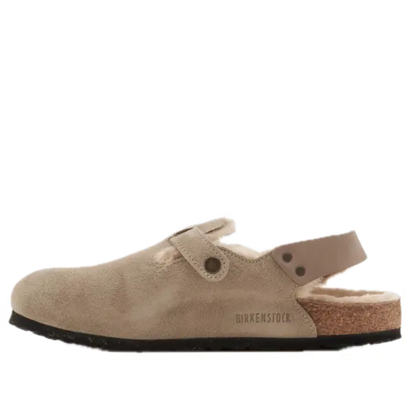 BIRKENSTOCK Tokio Shearling Suede Clogs - Taupe