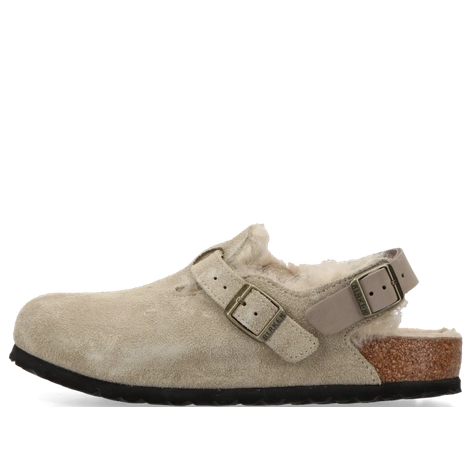BIRKENSTOCK Tokio Shearling Suede Clogs - Taupe