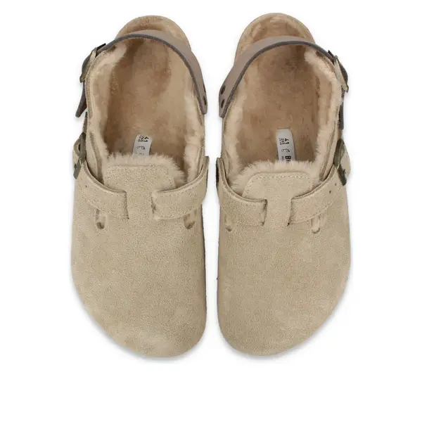 BIRKENSTOCK Tokio Shearling Suede Clogs - Taupe