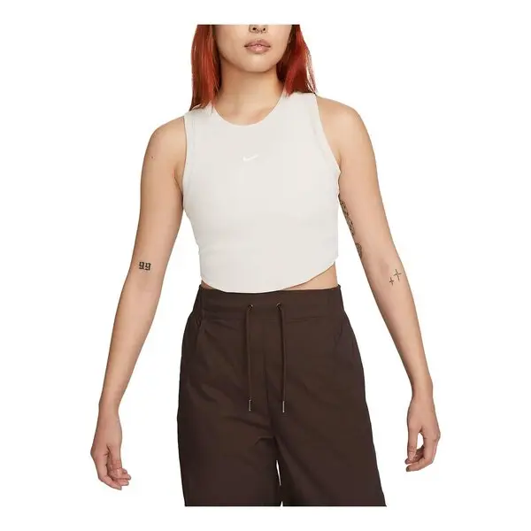Nike Essentials Ribbed Cropped Tank Top - White