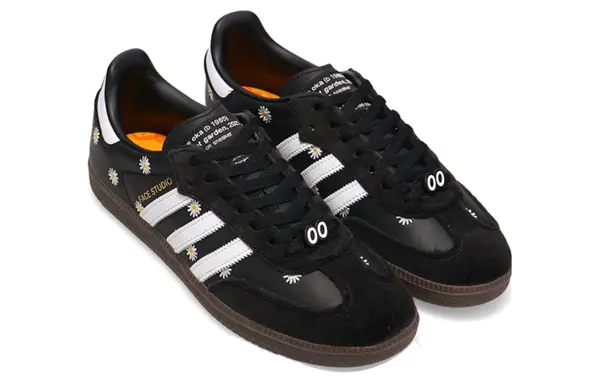 Adidas X Face Studio Samba Og Embroidered Daisies Sneakers - Black/white