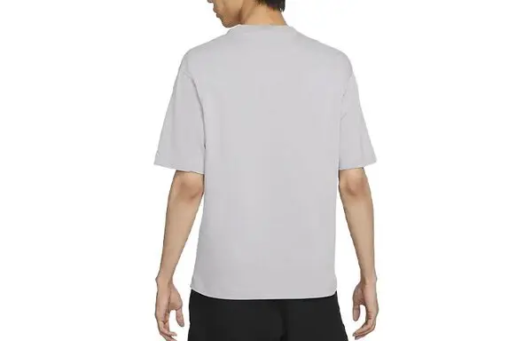 JORDAN Casual Solid Color Printing Round Neck Pullover Short Sleeve Light Iron Grey T-shirt