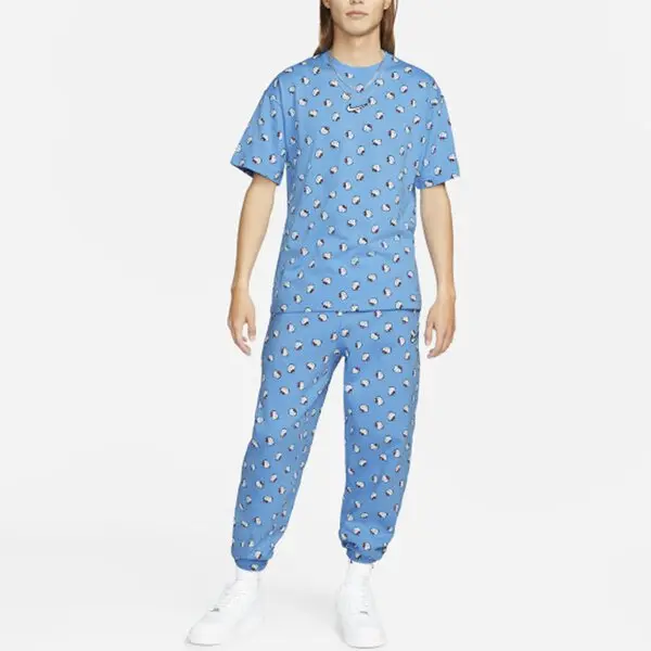 Nike X Hello Kitty Crossover Ss22 Cat Full Print Pullover Short Sleeve Blue - Multi-color