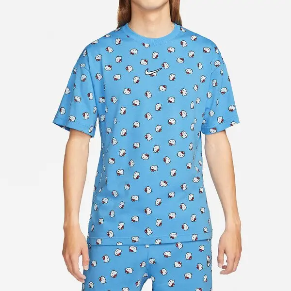 Nike X Hello Kitty Crossover Ss22 Cat Full Print Pullover Short Sleeve Blue - Multi-color