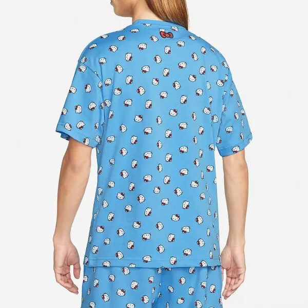 Nike X Hello Kitty Crossover Ss22 Cat Full Print Pullover Short Sleeve Blue - Multi-color