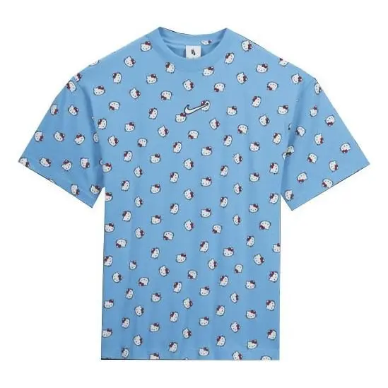 Nike X Hello Kitty Crossover Ss22 Cat Full Print Pullover Short Sleeve Blue - Multi-color