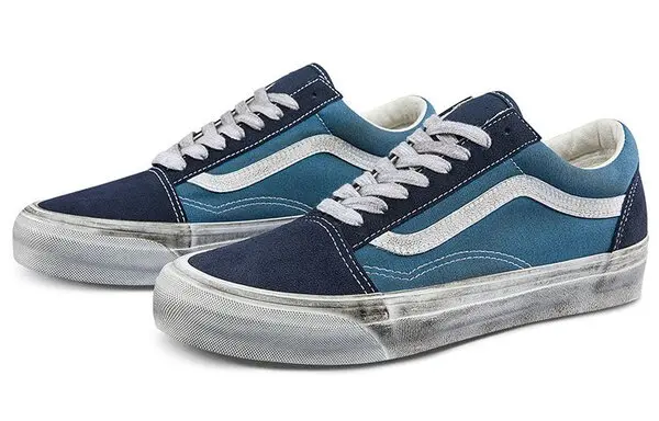 VANS Og Old Skool Lx "stressed Navy" Lace-up Sneakers - Blue/white