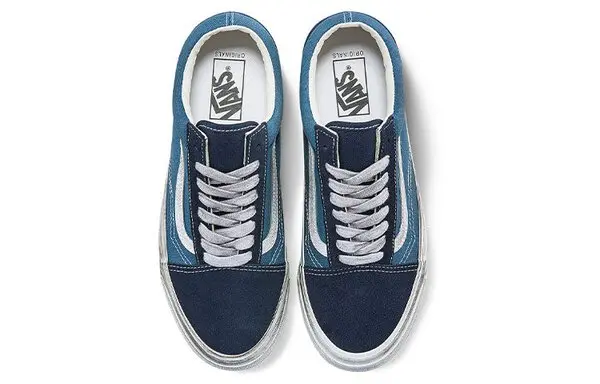 VANS Og Old Skool Lx "stressed Navy" Lace-up Sneakers - Blue/white