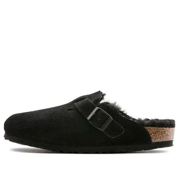 BIRKENSTOCK Boston Shearling Suede Clogs - Black