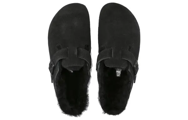 BIRKENSTOCK Boston Shearling Suede Clogs - Black