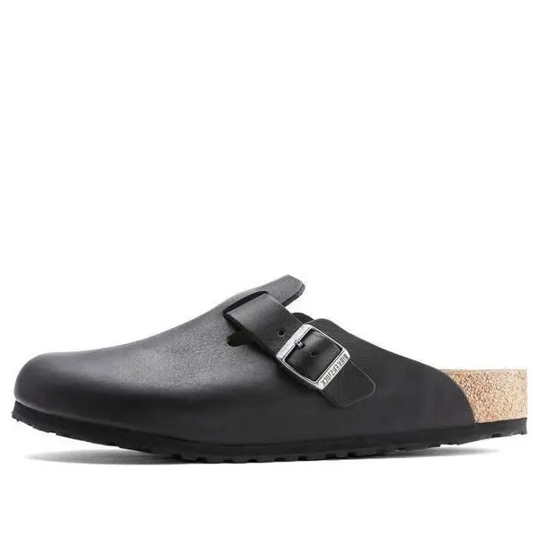 BIRKENSTOCK Boston Grip Natural Leather Clogs - Black