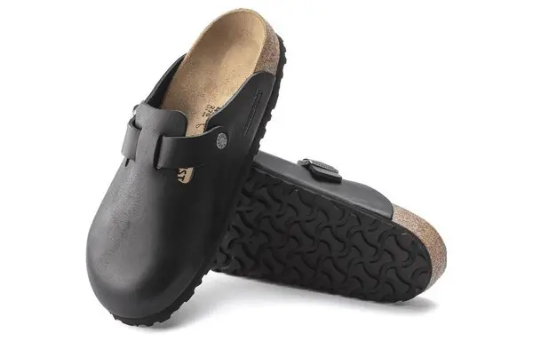 BIRKENSTOCK Boston Grip Natural Leather Clogs - Black