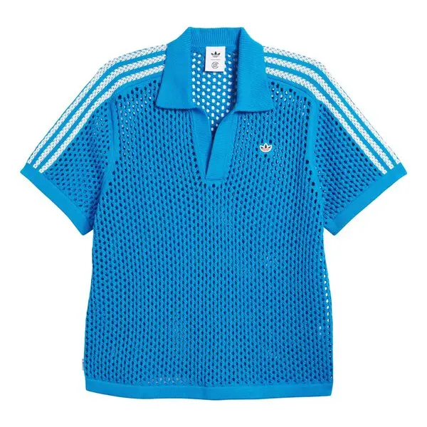 Adidas X Clot Fw24 Crochet Polo Shirt Asia Sizing 'bright - Blue