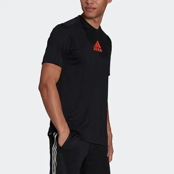 Adidas Solid Color Alphabet Logo Printing Pullover Sports Short Sleeve Black T-shirt