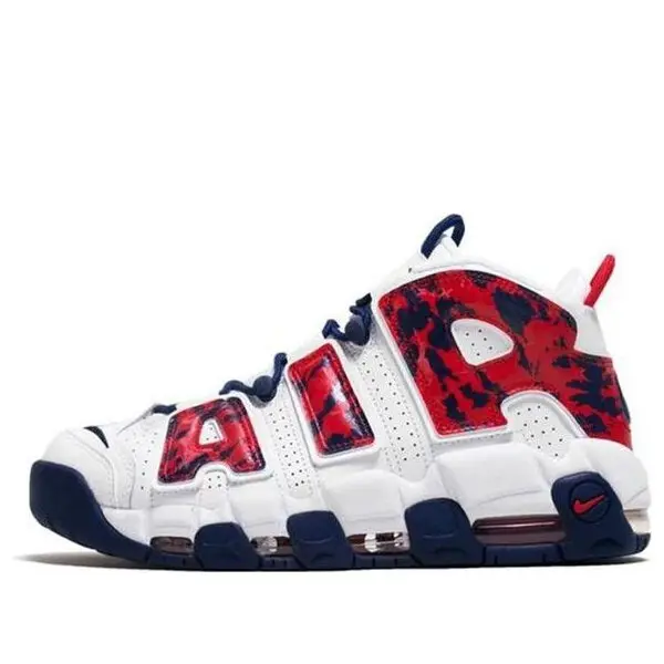 Nike More Uptempo "red Navy Camo - White/blue/red