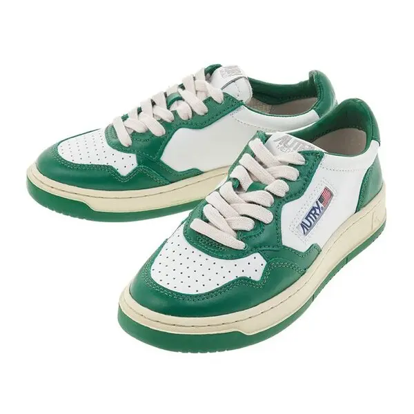 AUTRY Medalist Low Leather Sneakers - Green/white