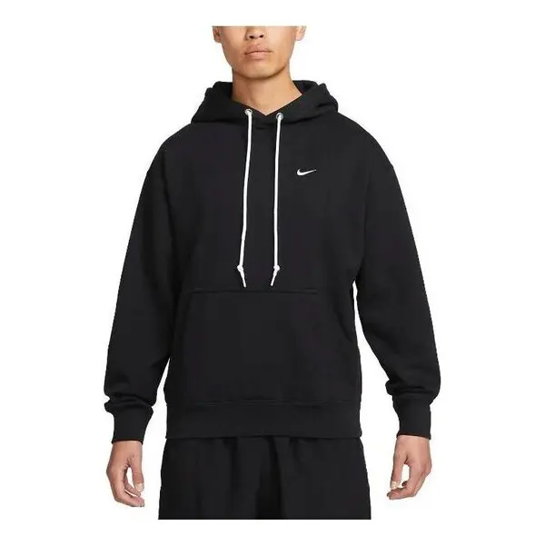 Nike Solo Swoosh French Terry Pullover Hoodie - Black