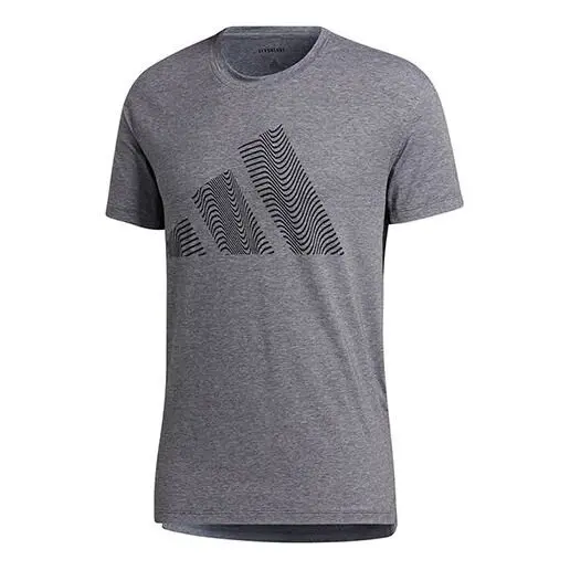 Adidas Three-bar Tee Logo Printing Short Sleeve - Black