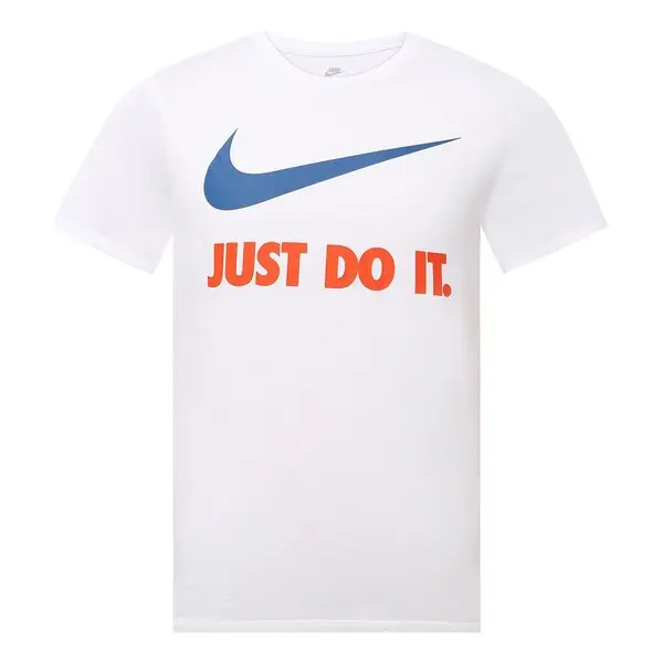 Nike Large Logo Printing Round Neck Short Sleeve White T-shirt