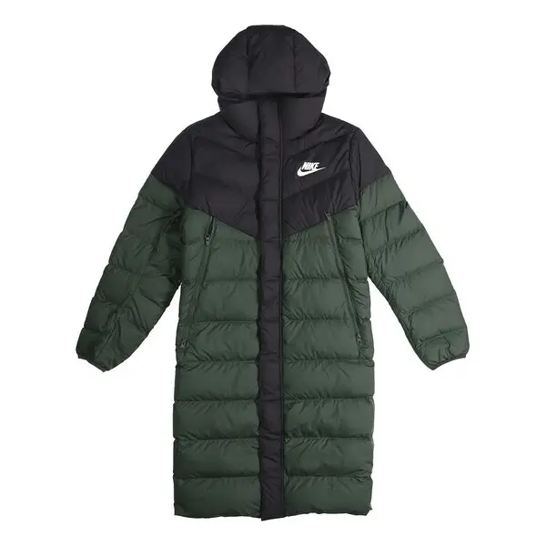 Nike Windrunner Down Fill Long Hooded Down Jacket - Green