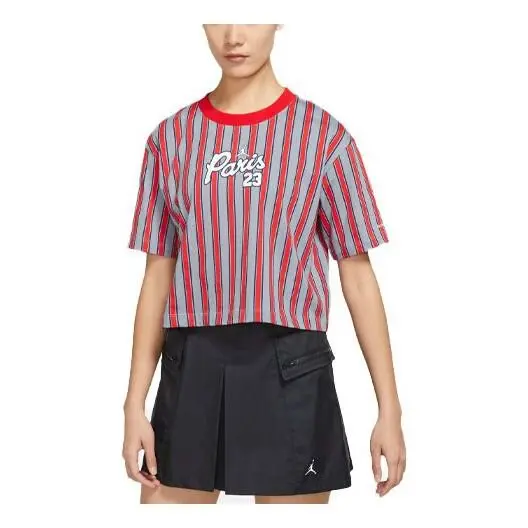 JORDAN Ss22 Paris Saint-germain Stripe Printing Short Sleeve - Red