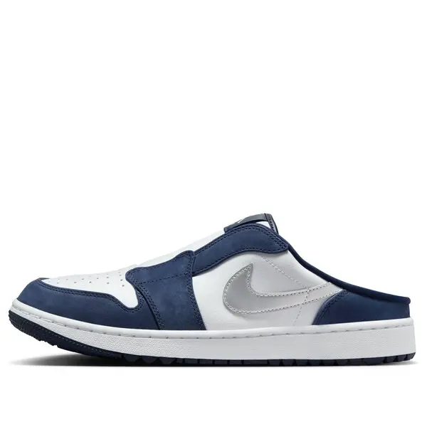 JORDAN 1 Low Mule Golf "midnight Navy - White/midnight Navy/metallic Silver