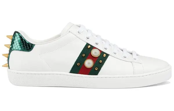 Gucci Ace Studded Leather Sneakers - White