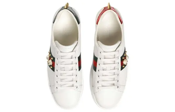 Gucci Ace Studded Leather Sneakers - White