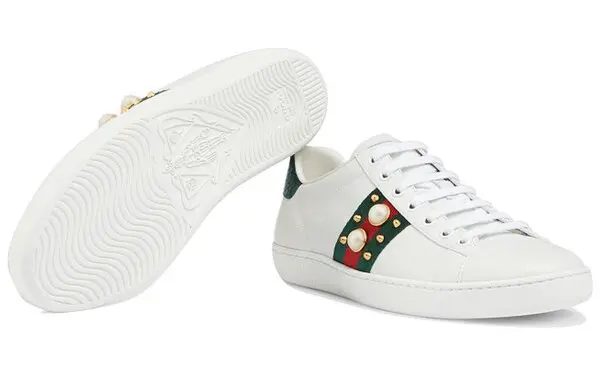 Gucci Ace Studded Leather Sneakers - White
