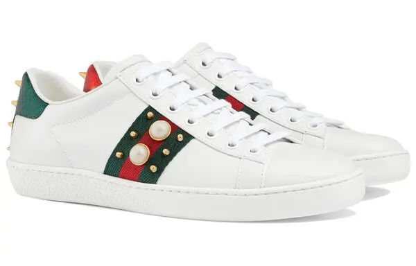 Gucci Ace Studded Leather Sneakers - White