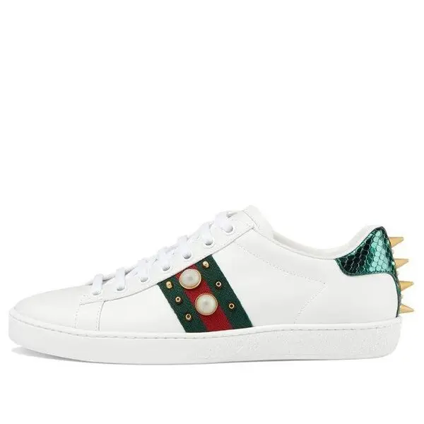 Gucci Ace Studded Leather Sneakers - White