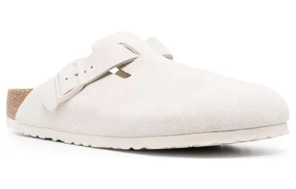 BIRKENSTOCK Boston Suede Leather Clogs - White