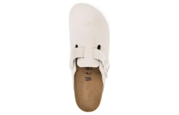 BIRKENSTOCK Boston Suede Leather Clogs - White