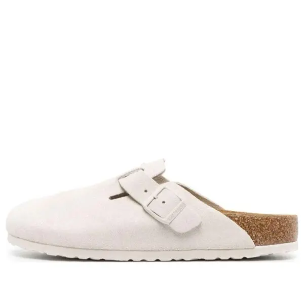 BIRKENSTOCK Boston Suede Leather Clogs - White