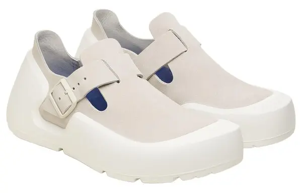 BIRKENSTOCK Reykjavik Nubuck Leather Shoes - Beige/white