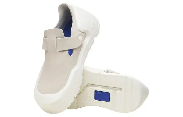BIRKENSTOCK Reykjavik Nubuck Leather Shoes - Beige/white