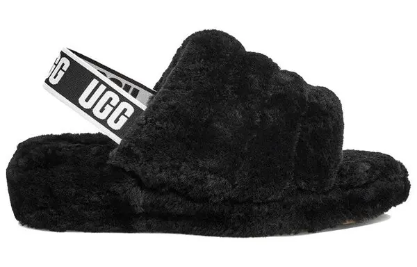 UGG Fluff Yeah Slide Thick Sole Slipper - Black