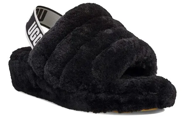 UGG Fluff Yeah Slide Thick Sole Slipper - Black