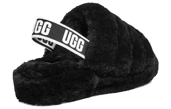 UGG Fluff Yeah Slide Thick Sole Slipper - Black