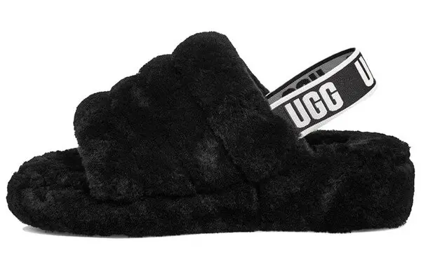 UGG Fluff Yeah Slide Thick Sole Slipper - Black