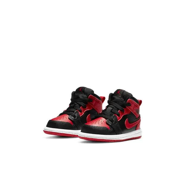 JORDAN Air 1 Mid "banned" High Top Sneakers - Red