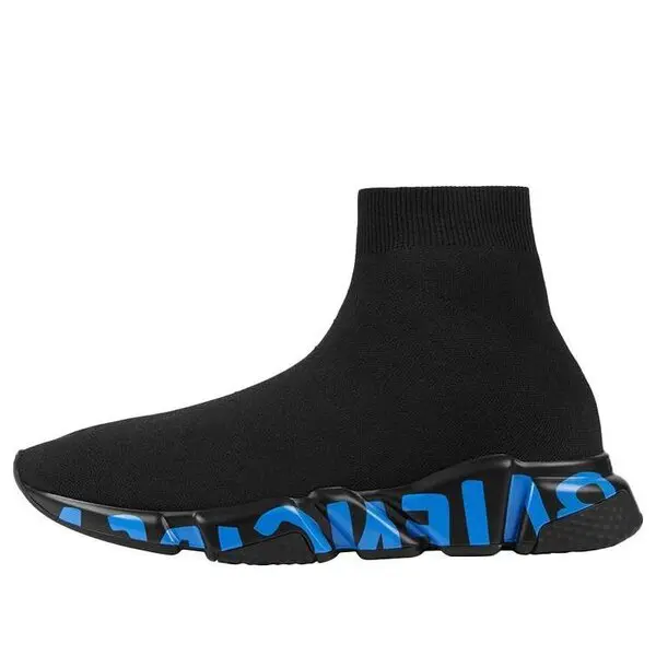 Balenciaga Speed High Top Sneakers - Black/blue