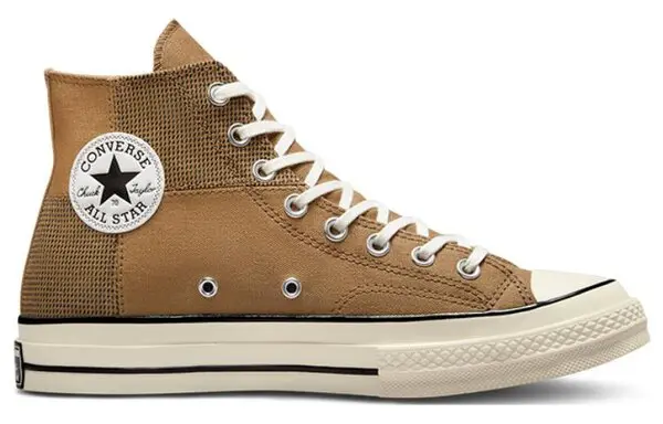 CONVERSE Chuck 70 Hi Houndstooth Patchwork High Top Sneakers - Brown