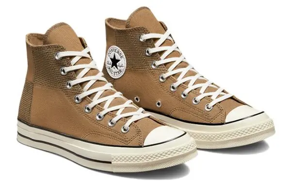 CONVERSE Chuck 70 Hi Houndstooth Patchwork High Top Sneakers - Brown