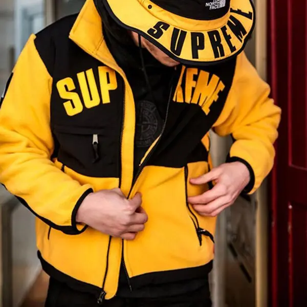 Supreme X The North Face Arc Logo Denali Fleece Jacket - Yellow