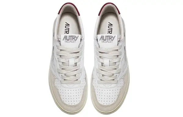 AUTRY Medalist Low Leather And Suede Sneakers - White/beige/red
